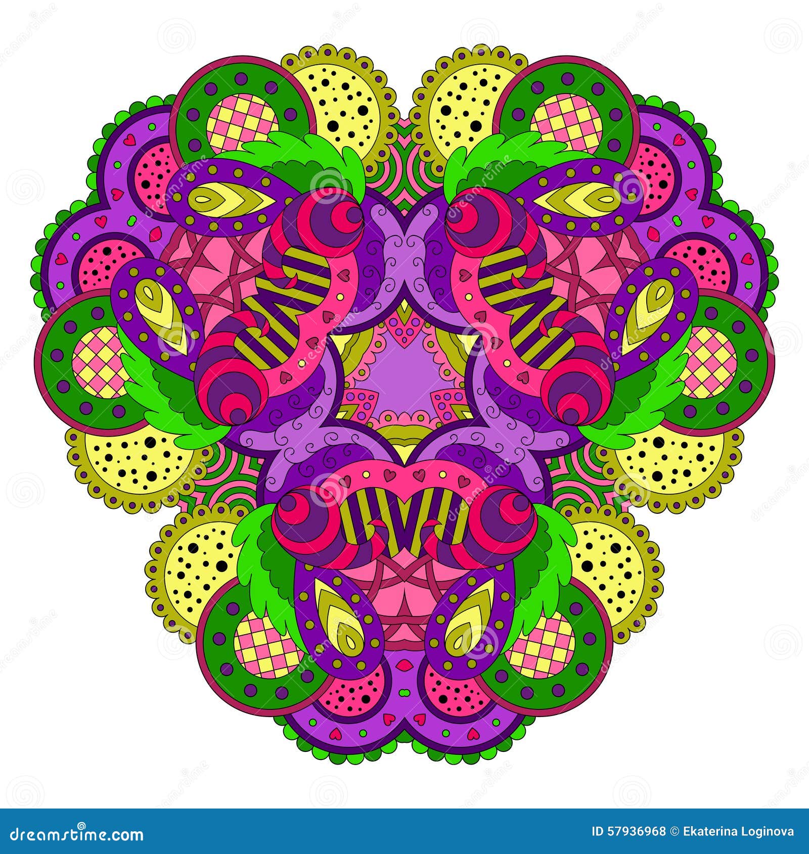 Violet-green Mandala on White Background. Stock Vector - Illustration ...