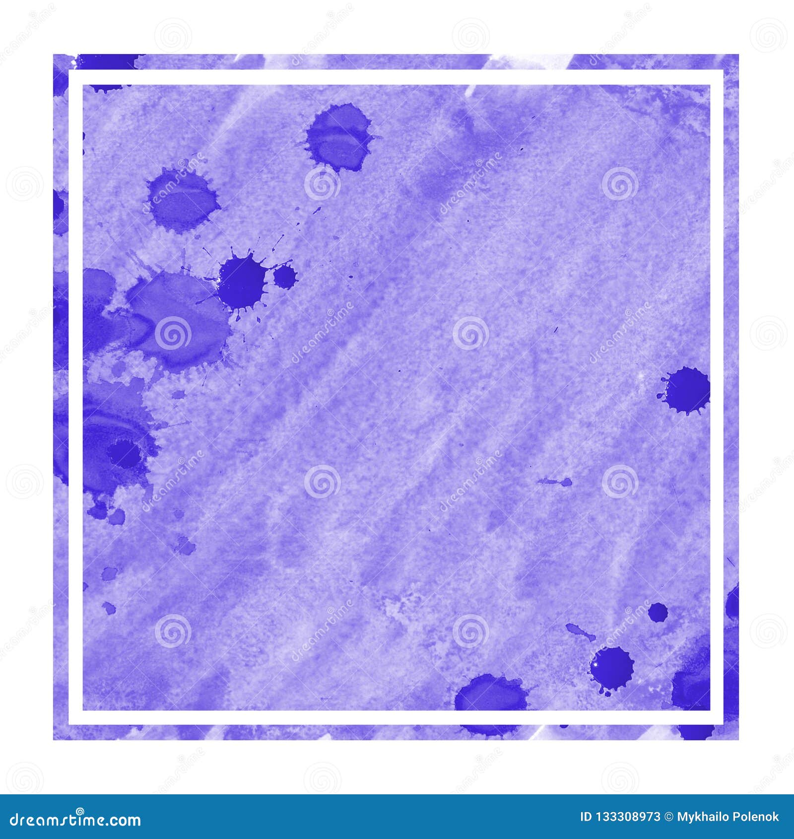 Violet Hand Drawn Watercolor Rectangular Frame Background Texture with ...