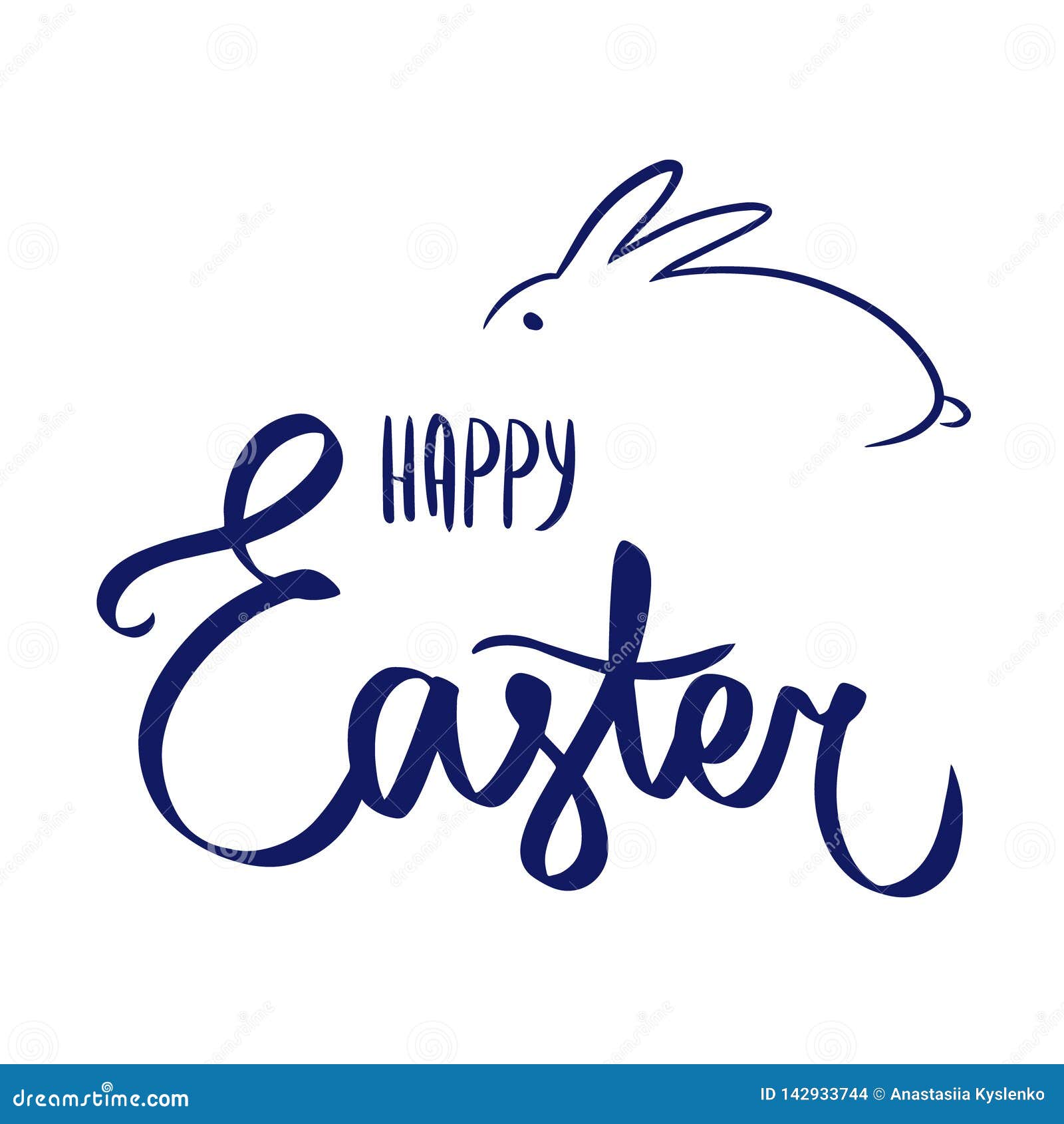 Violet Happy Easter Day Simple Lettering With Bunny Face Calligraphy