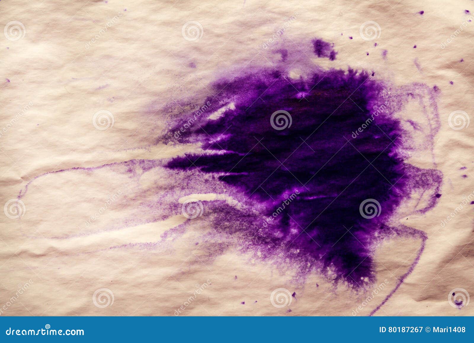 Violet Ink Blot on White Crumpled Paper Stock Image - Image of closeup ...