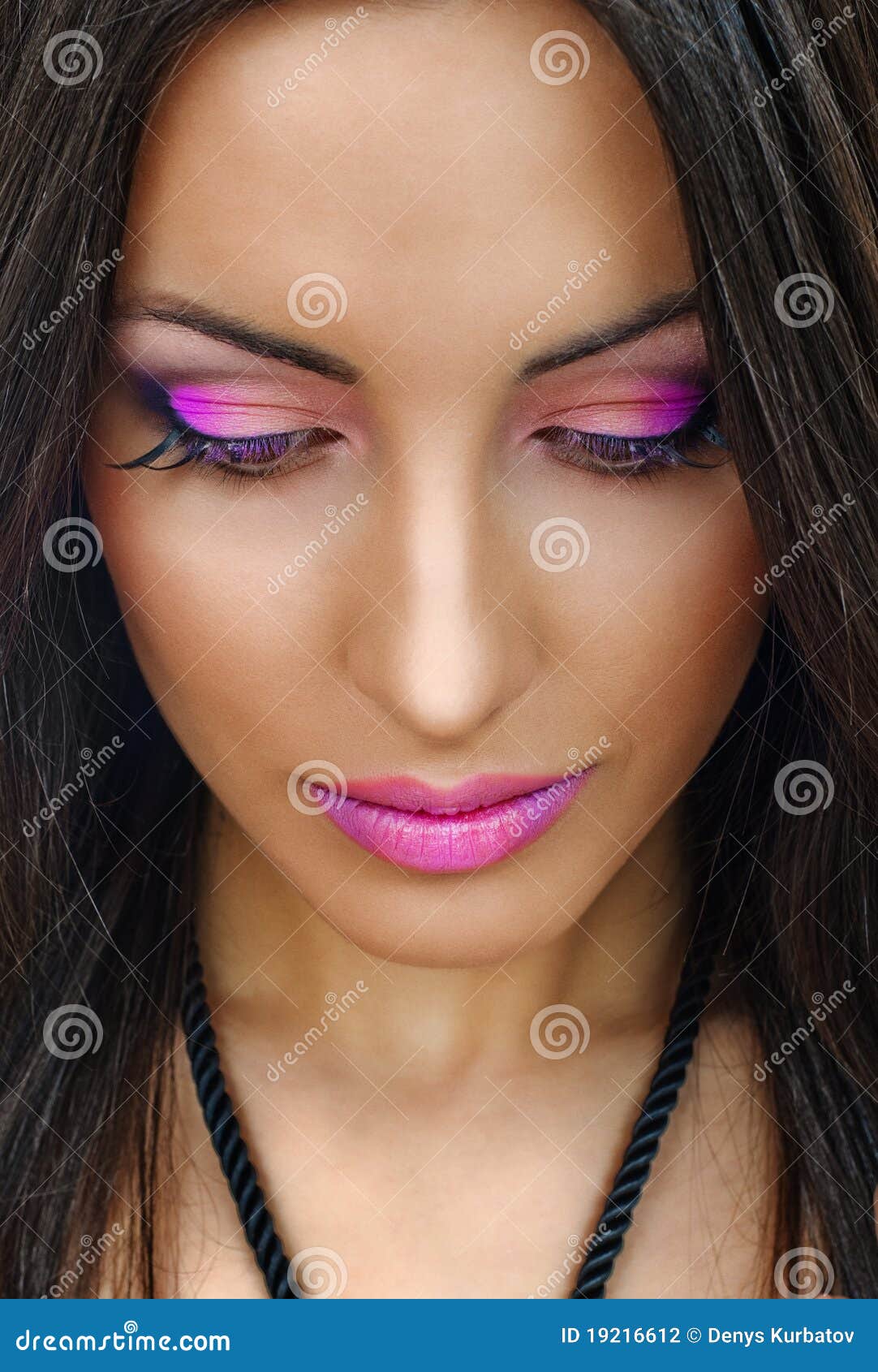 Violet lips and eyelids stock photo. Image of girl, cosmetic - 19216612