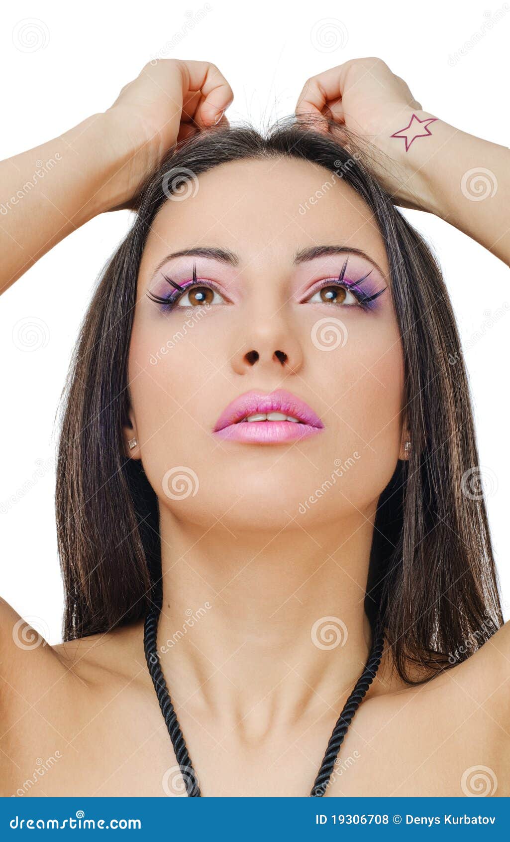 Violet lips and eyelids stock photo. Image of background - 19306708