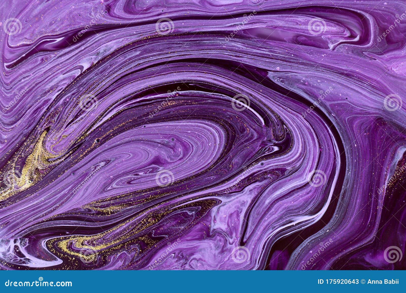Violet Marble Abstract Background. Mixed Inks Texture with Golden ...