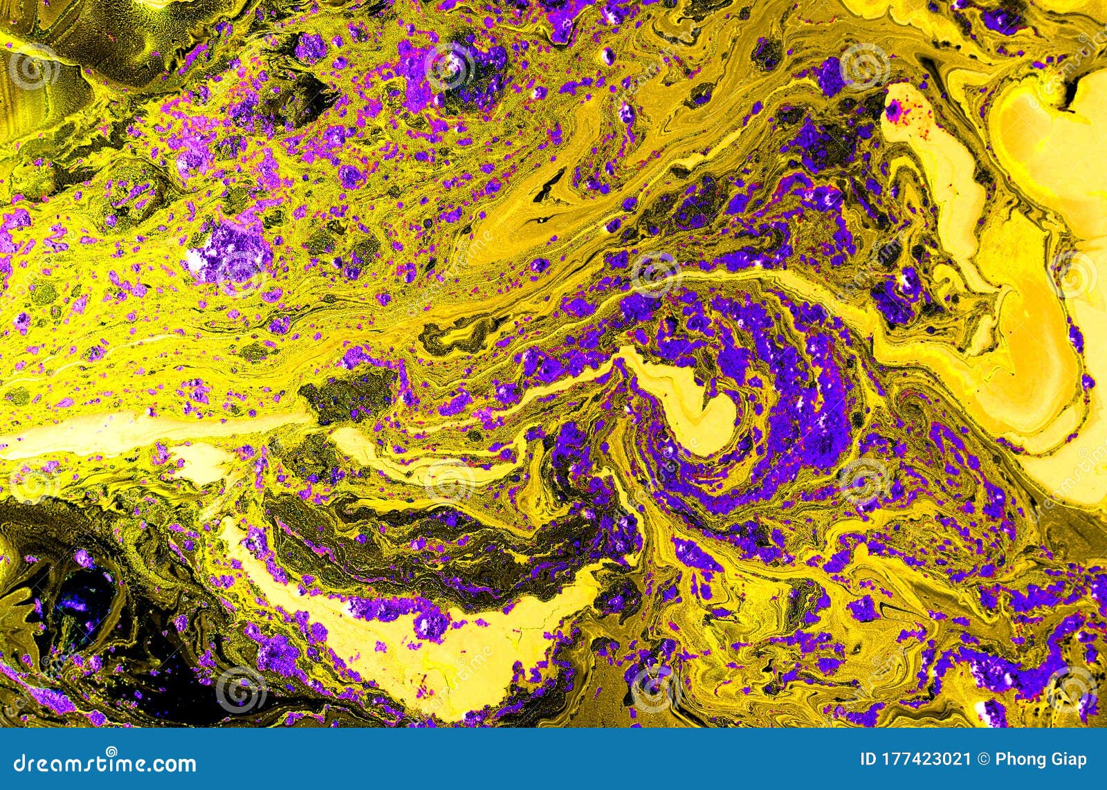 Violet Marble Abstract Background. Mixed Inks Texture with Golden ...