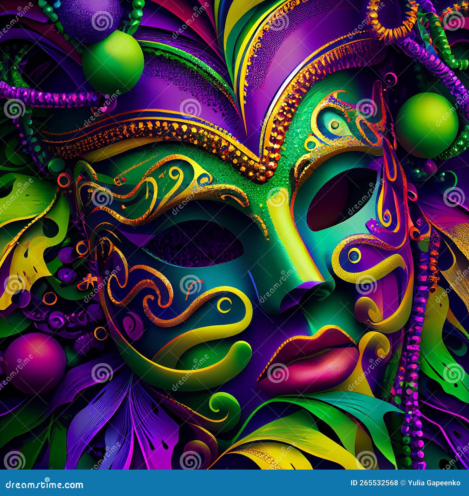 Carnaval Background Template.Traditional Mask With Feathers And ...