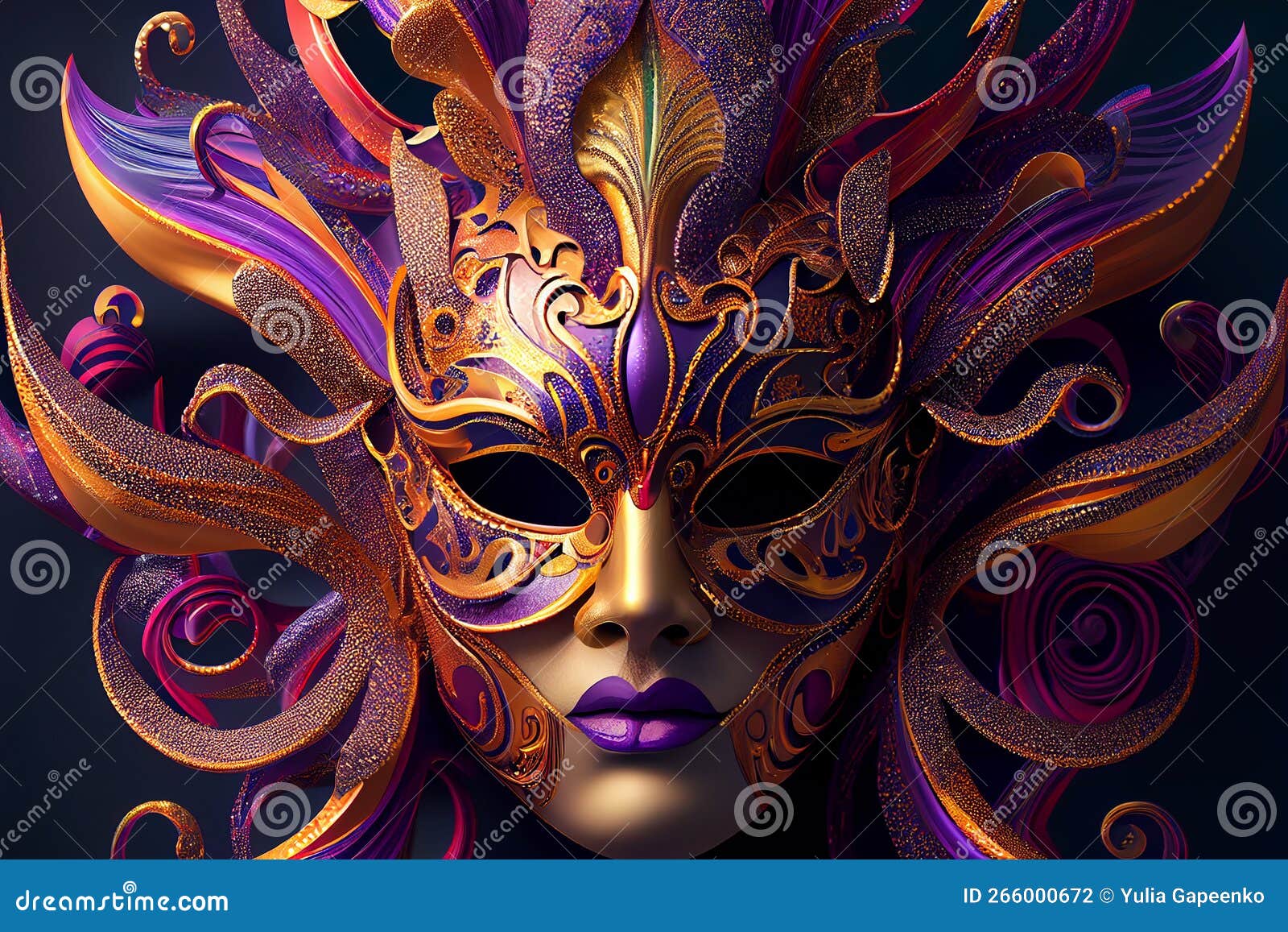 Violet Mardi Gras Carnaval Background with Mask. Generative AI Stock ...