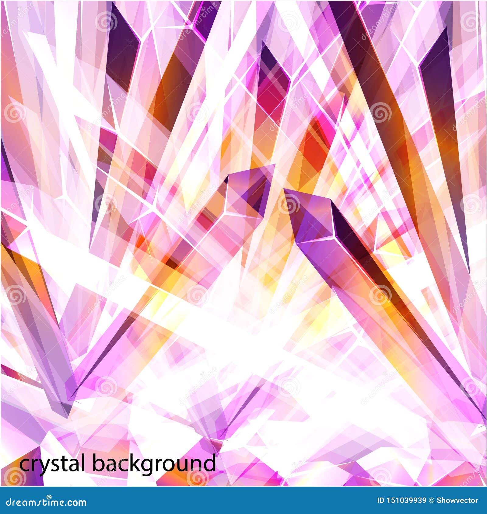 Violet and Orange Crystals Abstract Design Template. Vector Shiny ...