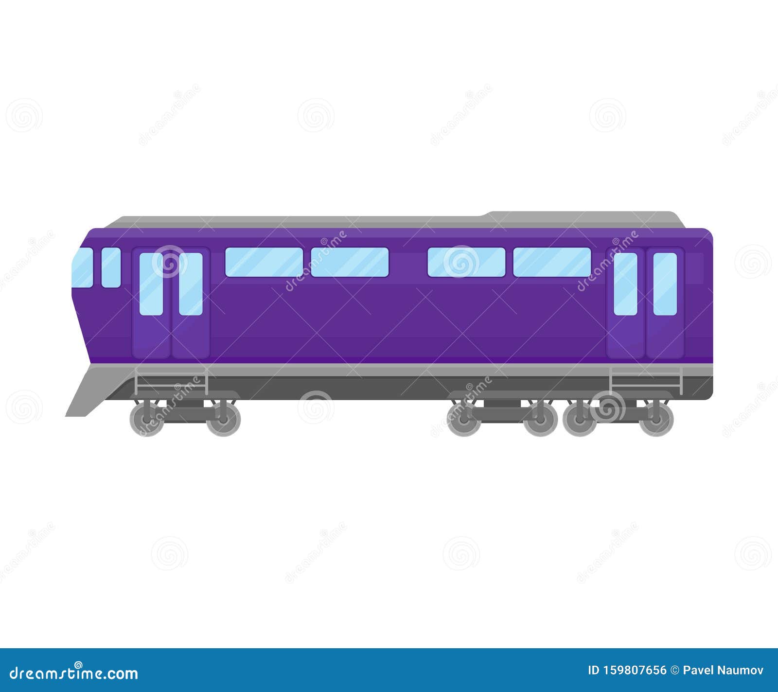 Violet Passenger Rail Coach Flat Vector Illustration Stock Vector ...
