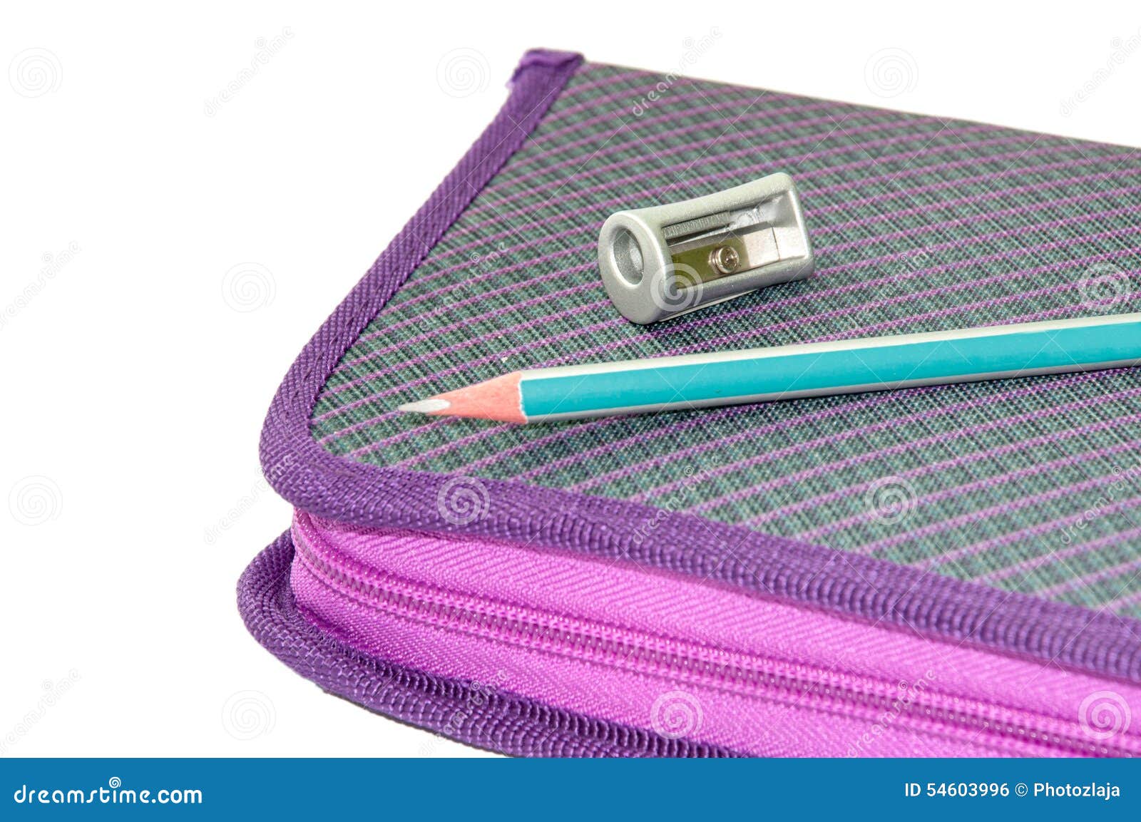 VIOLET PENCIL BOX with WOODEN PENCIL and SHARPENER Stock Photo - Image ...