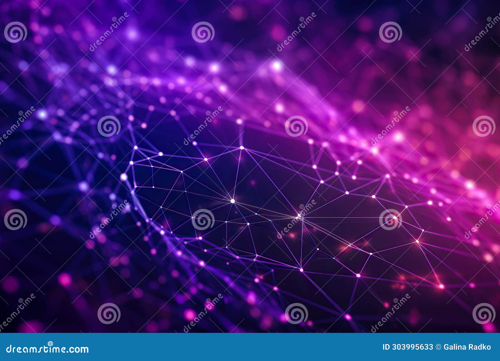 Violet-pink Abstract Background With A Network Grid And Particles ...