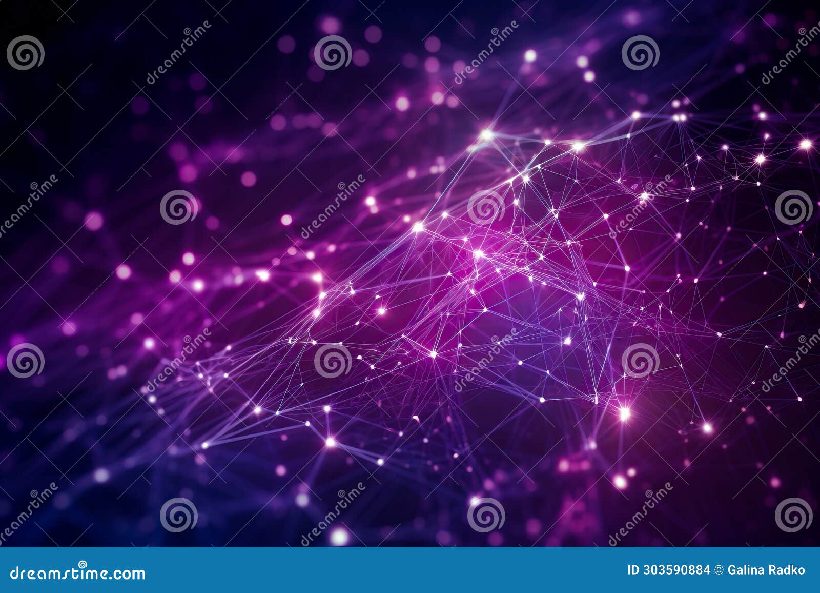 Violet-pink Abstract Background With A Network Grid And Particles ...