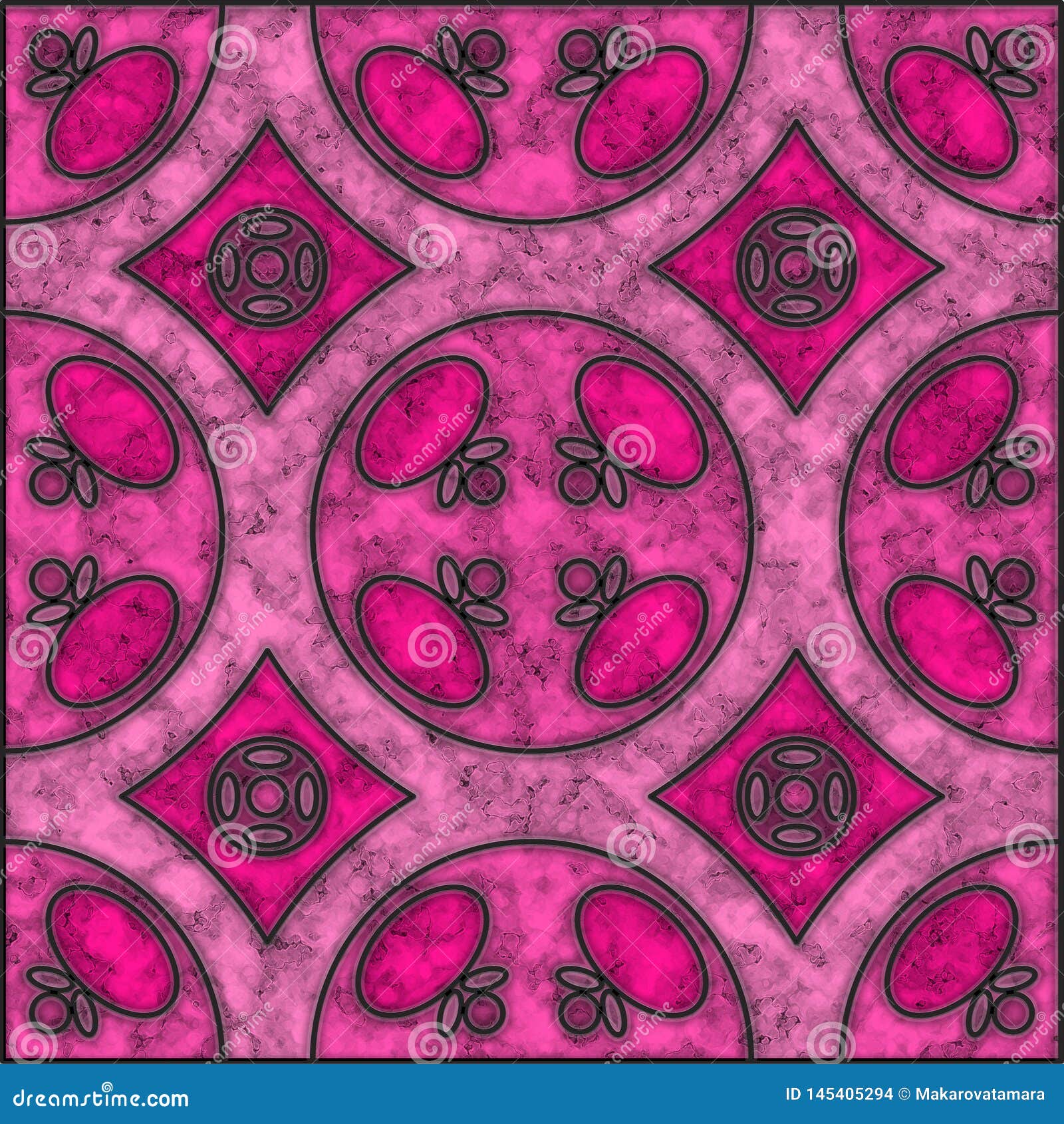 Violet, Pink and Magenta Marble Tile with Geometric Pattern Stock ...