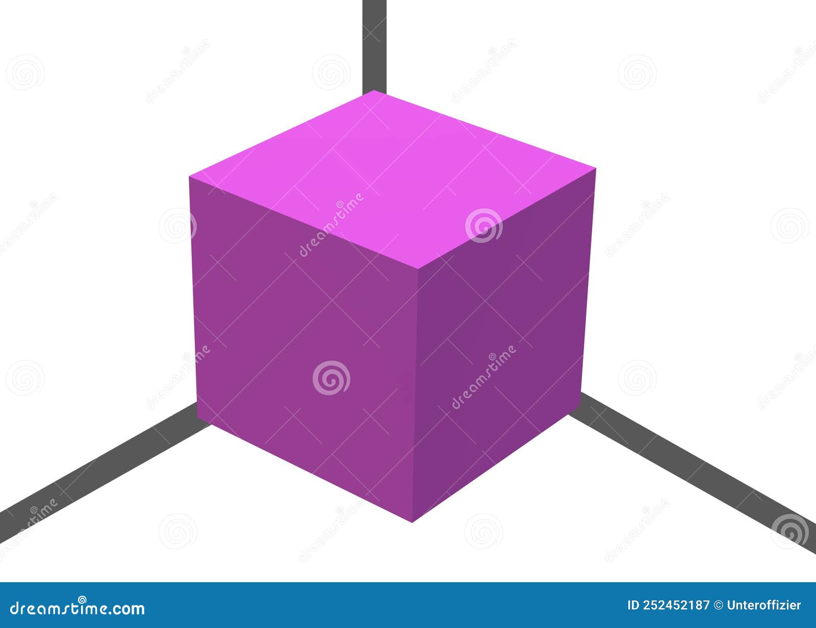 A Violet Pink Purple Three Dimensional Square with Its Three Axis Line ...