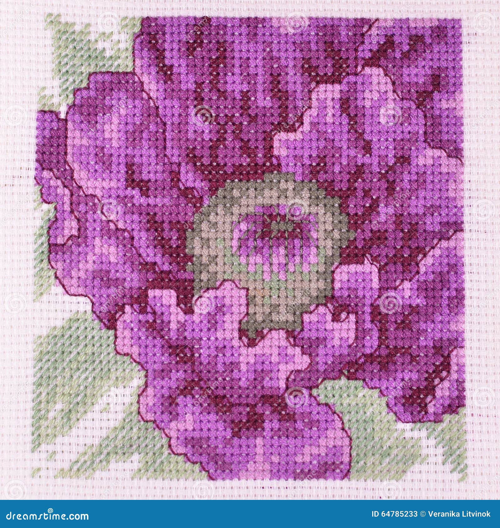 Violet Poppy Flower Embroidery Stock Image - Image of shape, macro ...