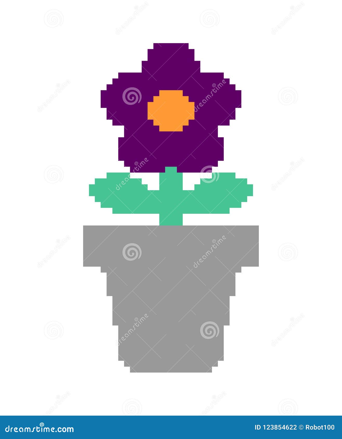 Violet in Pot Pixel Art. 8 Bit Flower Stock Vector - Illustration of ...