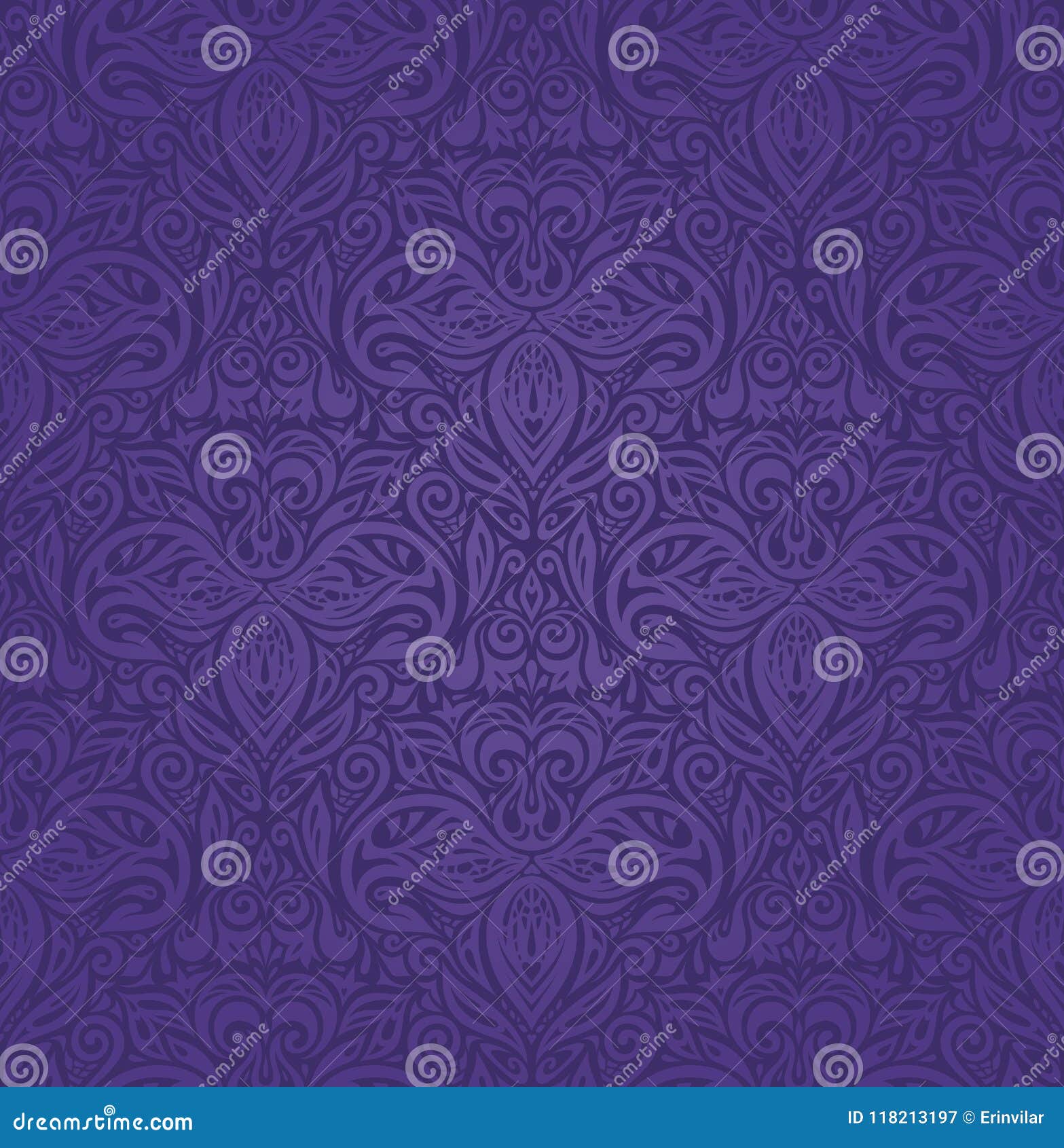 Violet Purple Floral Vintage Seamless Pattern Background Stock Vector