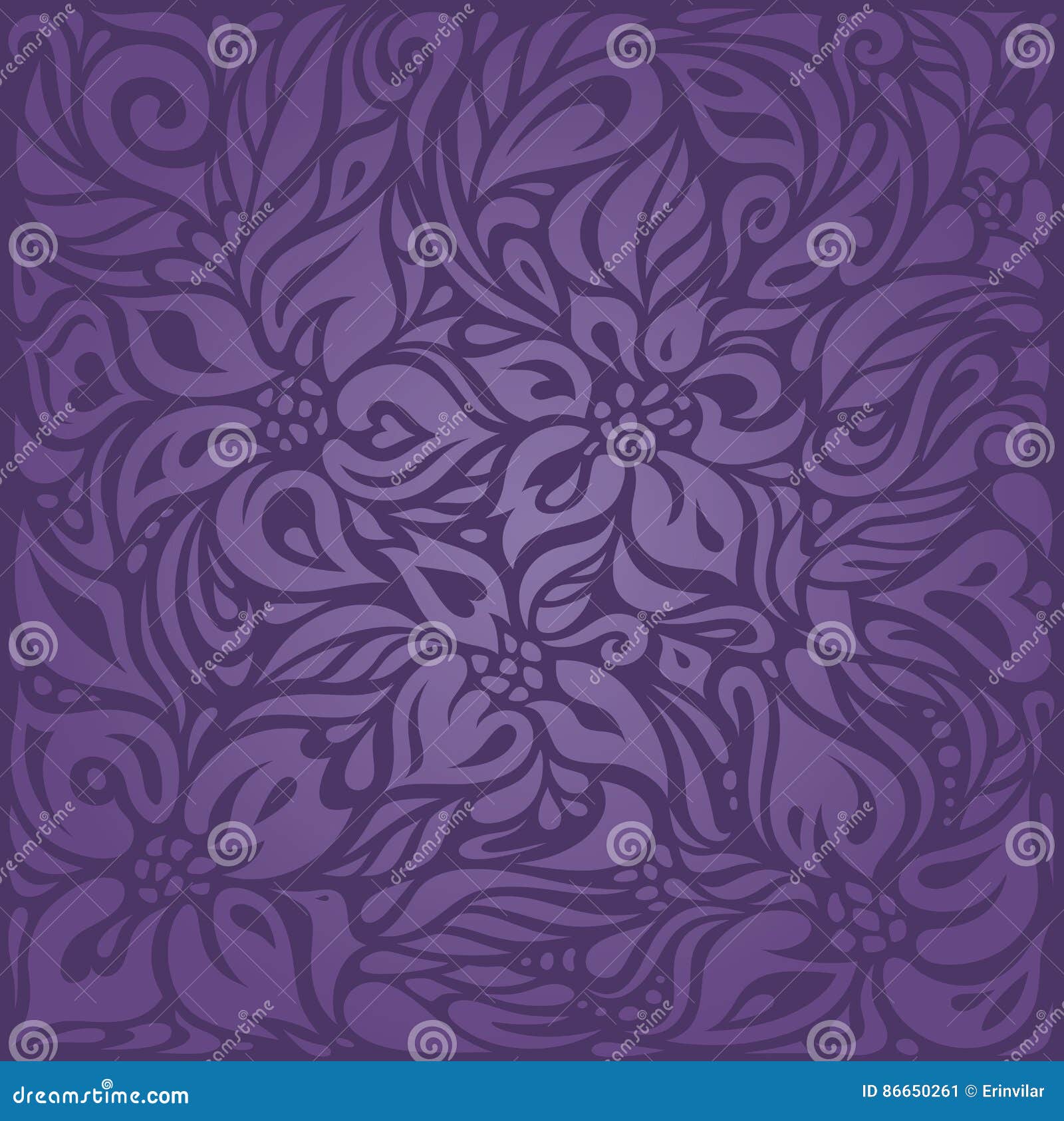Violet Purple Floral Vintage Seamless Pattern Background Stock Vector ...