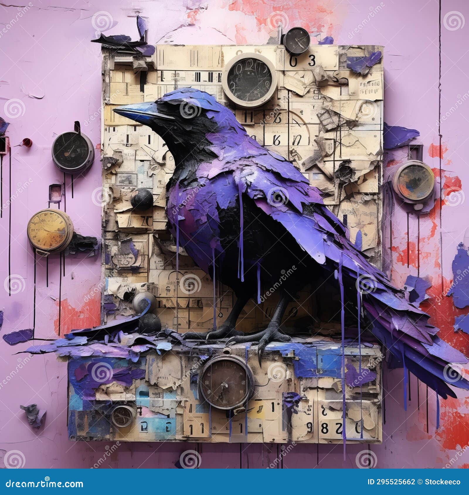 Violet Raven Sculpture: Apocalyptic Collage Inspired Dada Wall Art ...