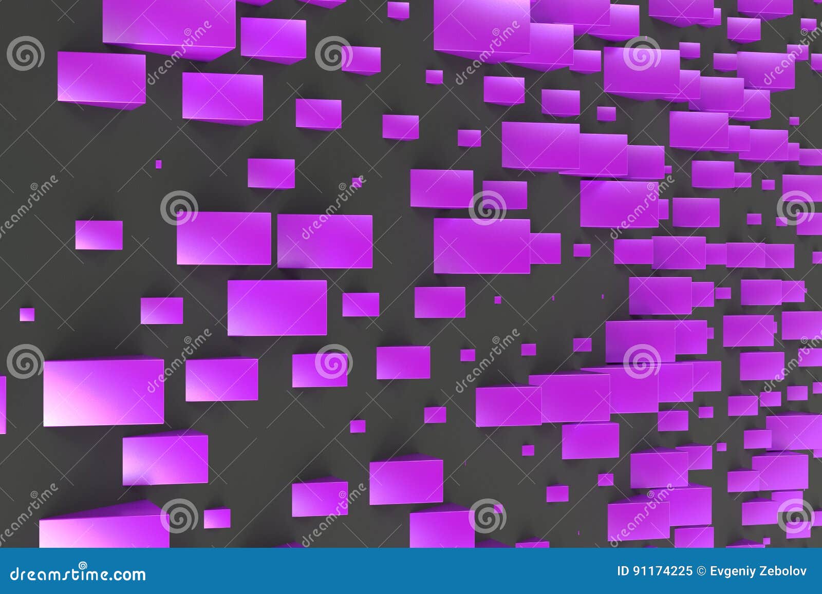 Violet Rectangular Shapes of Random Size on Black Background Stock ...
