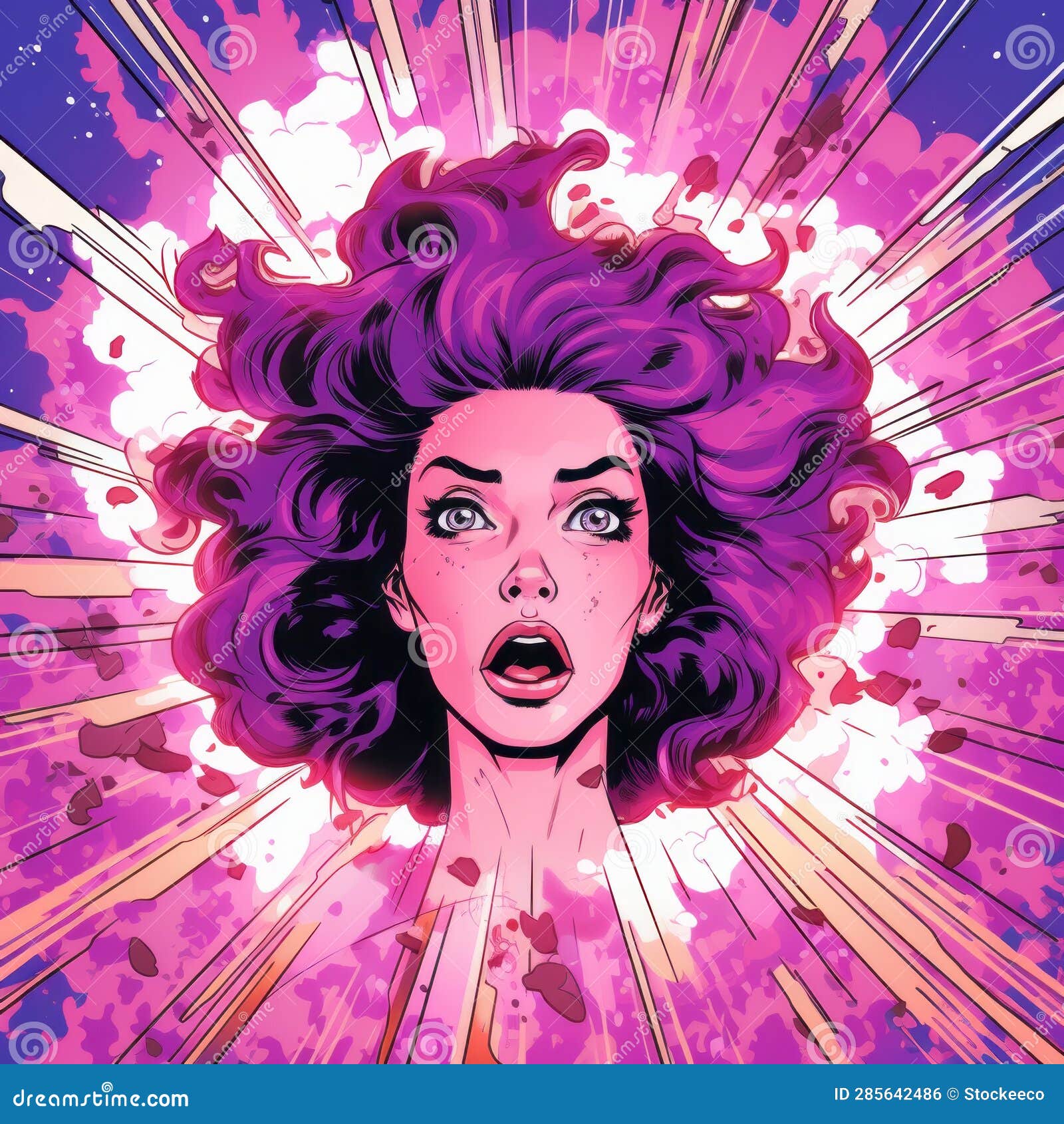 Violet: a Retro Comic Book Explosion Stock Illustration - Illustration ...
