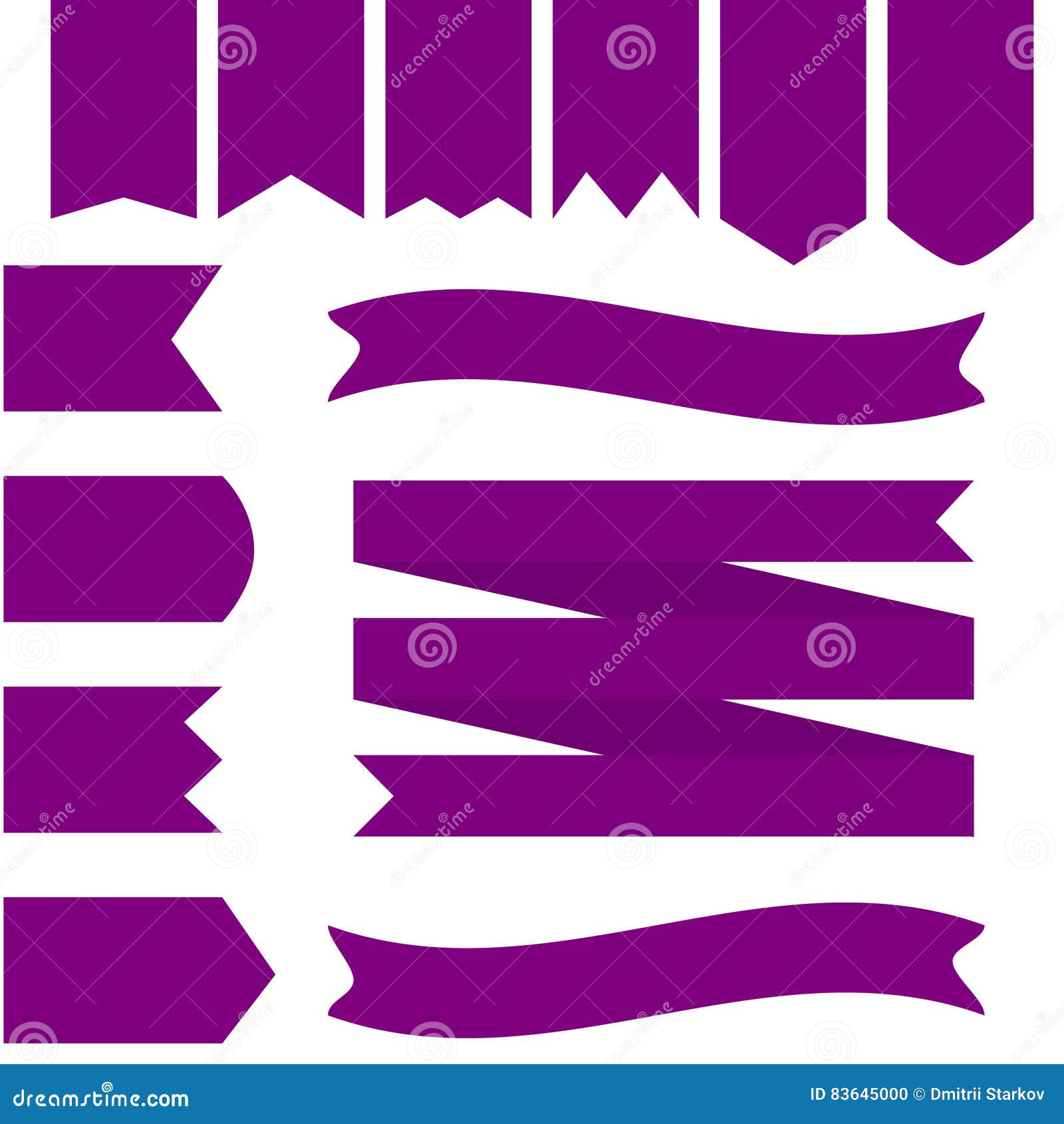 Violet Ribbons Set stock vector. Illustration of flag - 83645000