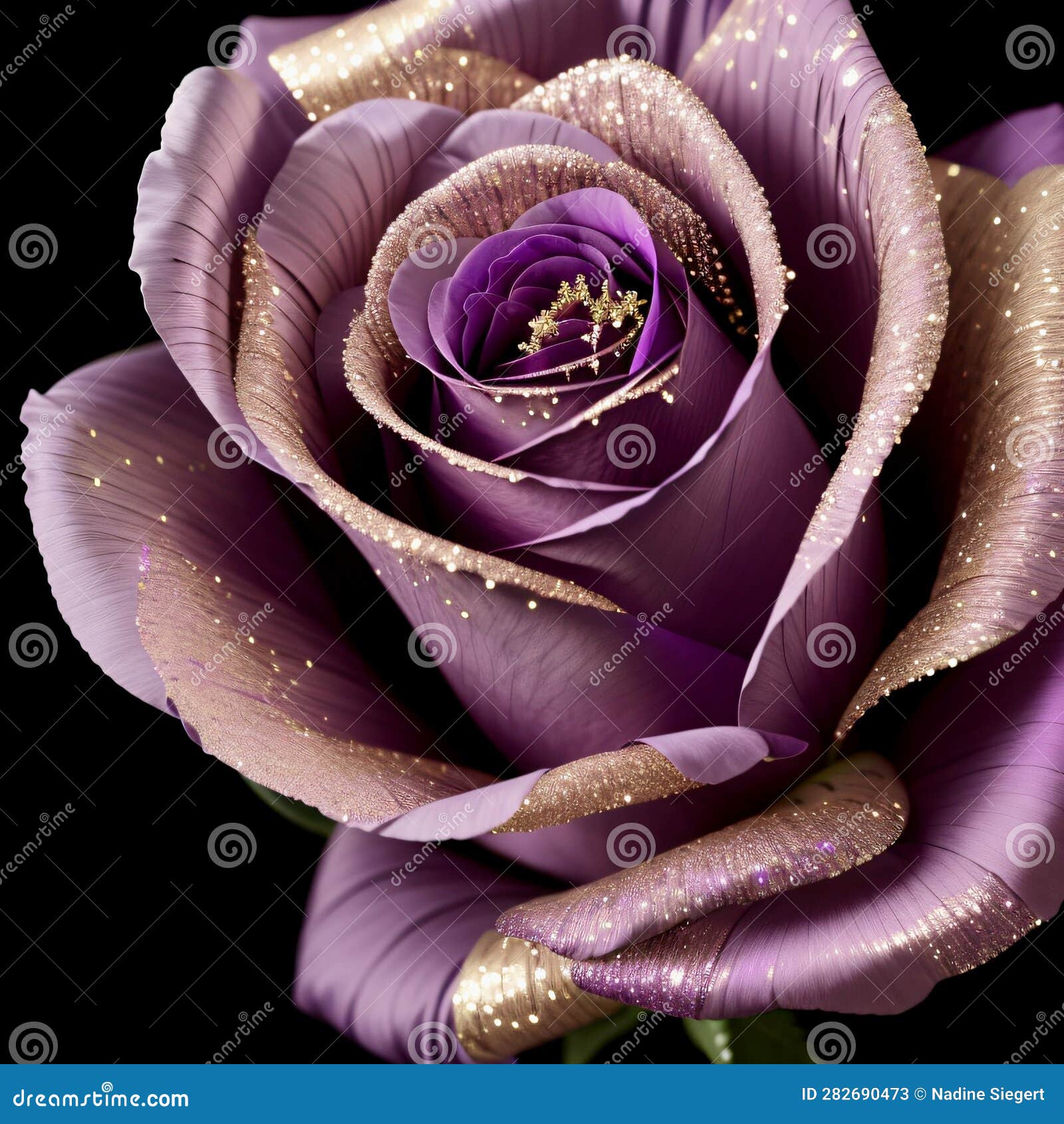 Violet Rose Decorated with Gold Glitter Stock Illustration ...