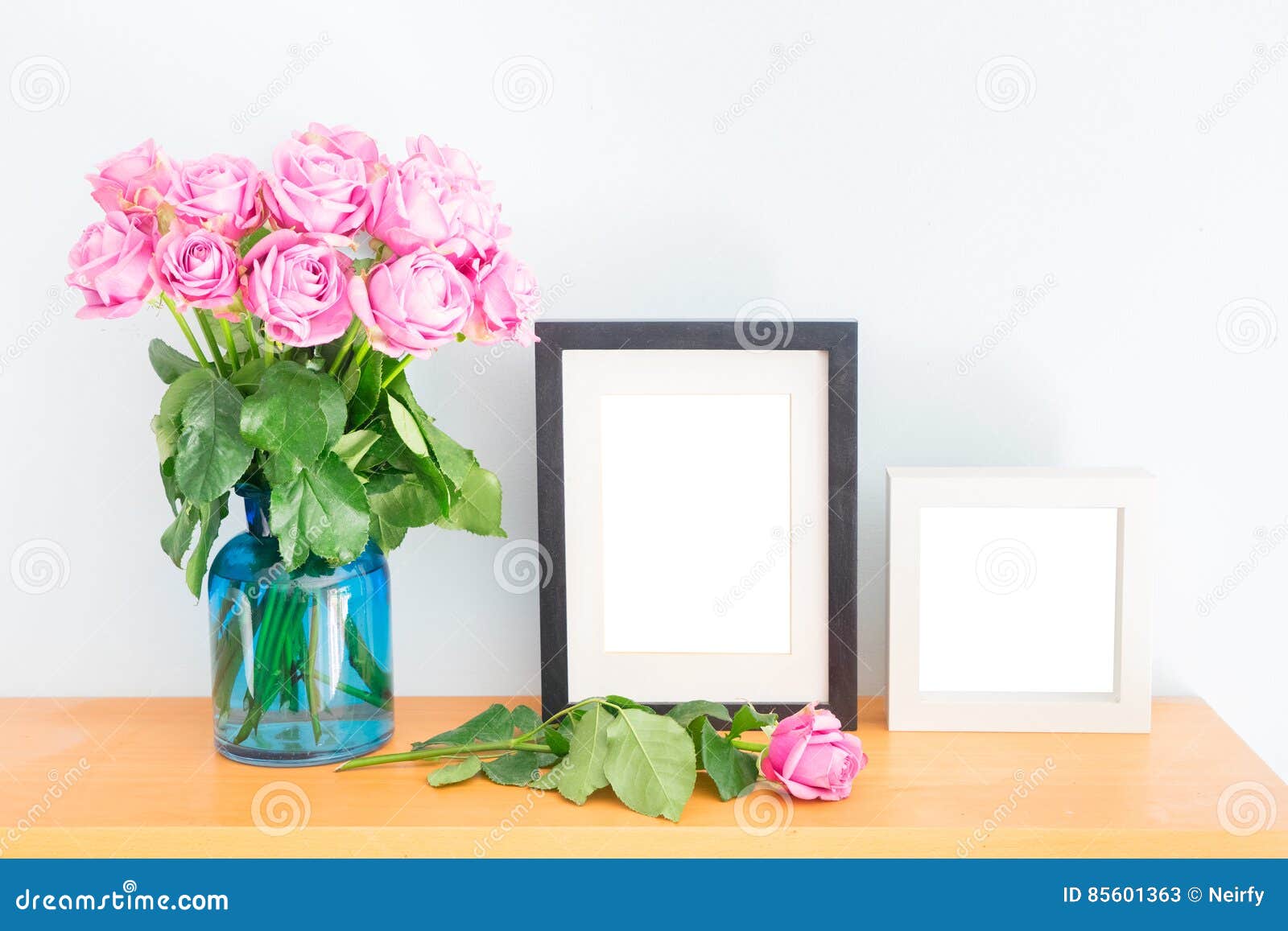 Violet Roses with Photo Frame Stock Image - Image of mock, frames: 85601363