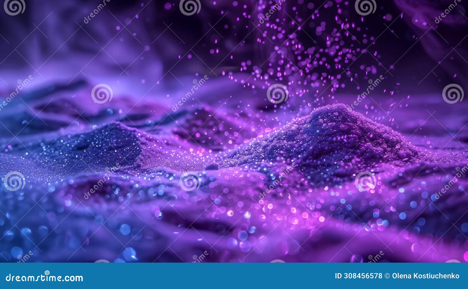 Violet Sand with Particles of Light on a Dark Background. Abstract ...
