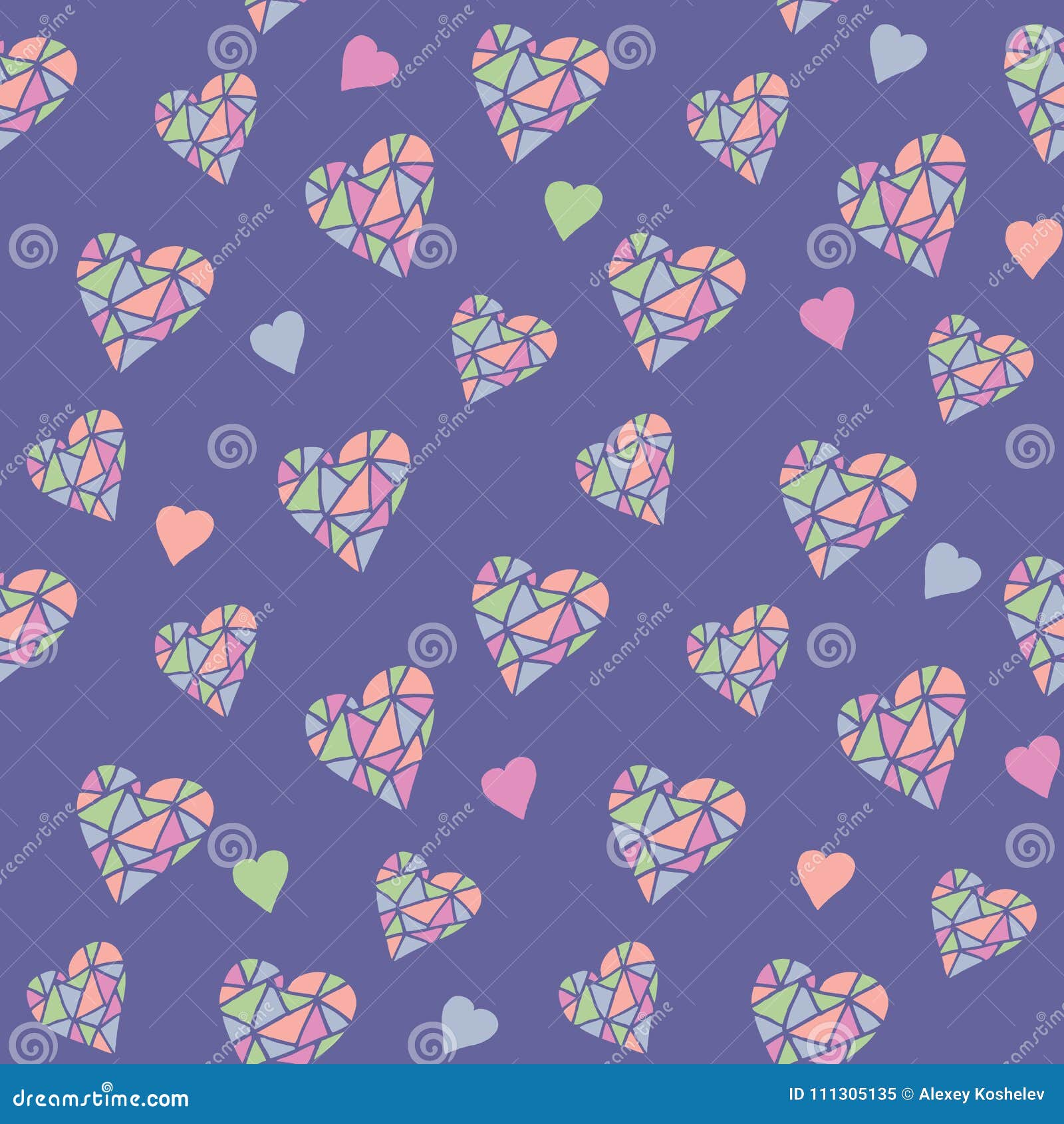 Violet Seamless Pattern with Hearts Stock Vector - Illustration of ...