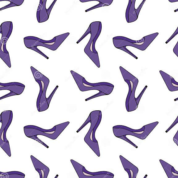 Violet Shoes. Stylized Seamless Pattern Stock Vector - Illustration of ...