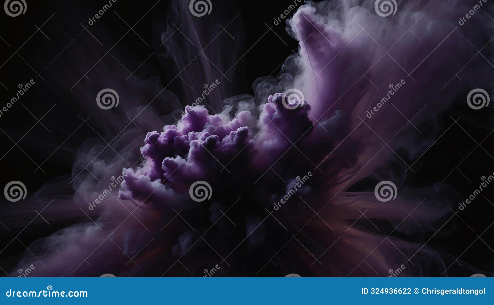 Violet Smoke Center Radial Explosion Isolated in Black Ai Generated ...