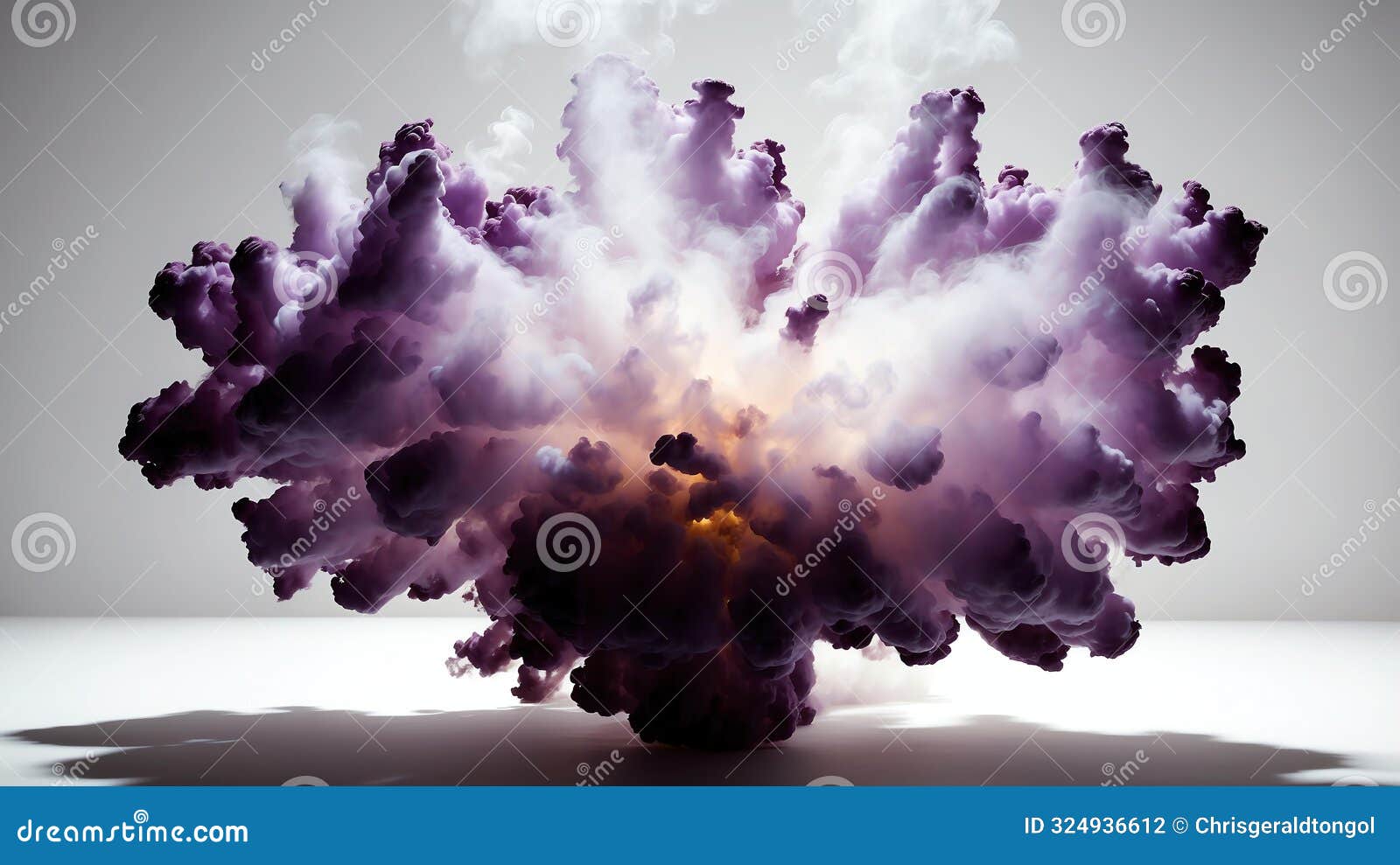 Violet Smoke Center Radial Explosion Isolated in White Ai Generated ...