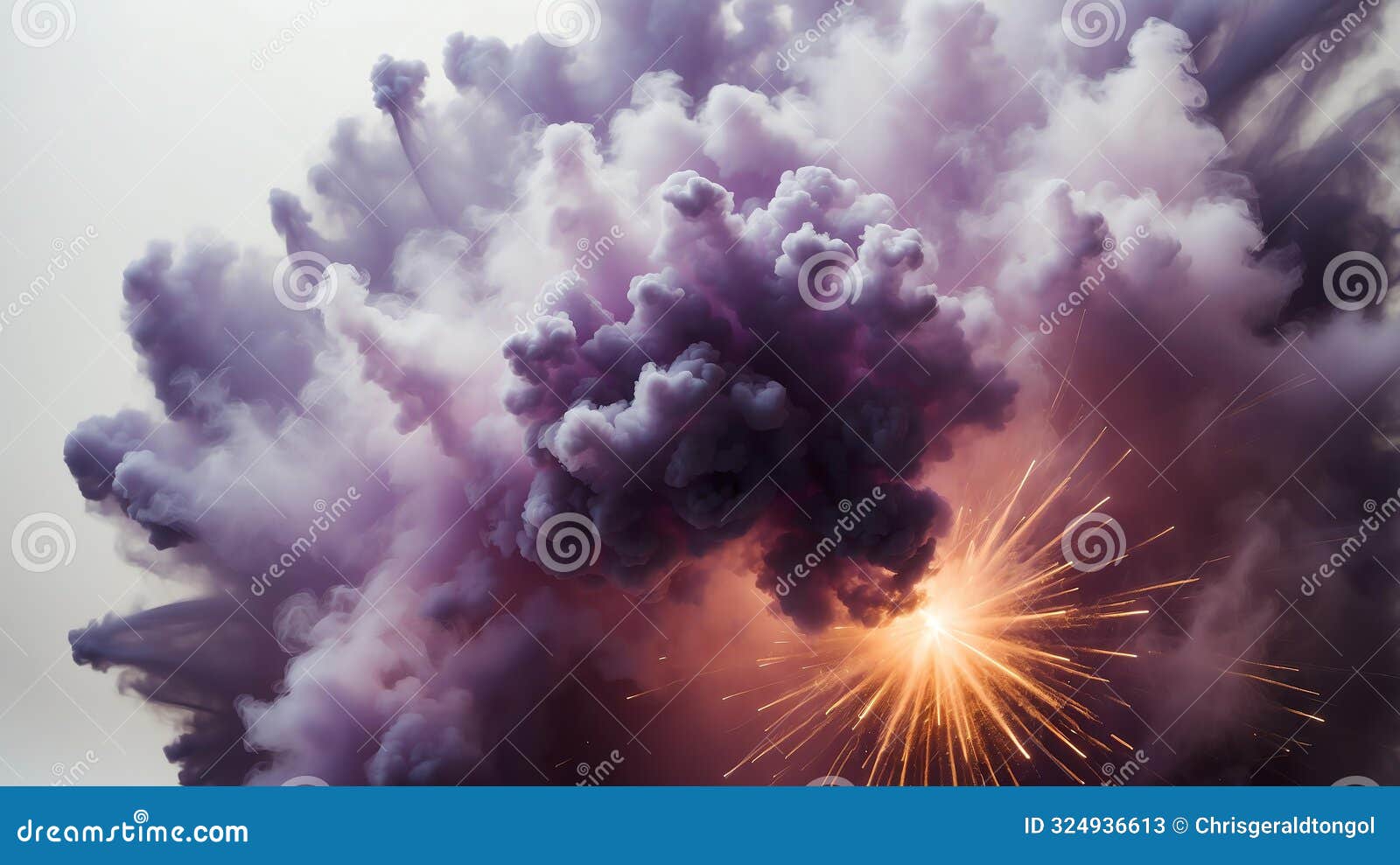 Violet Smoke Center Radial Explosion Isolated in White Ai Generated ...