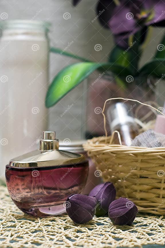 Violet spa and cosmetics stock image. Image of hygiene - 4396853