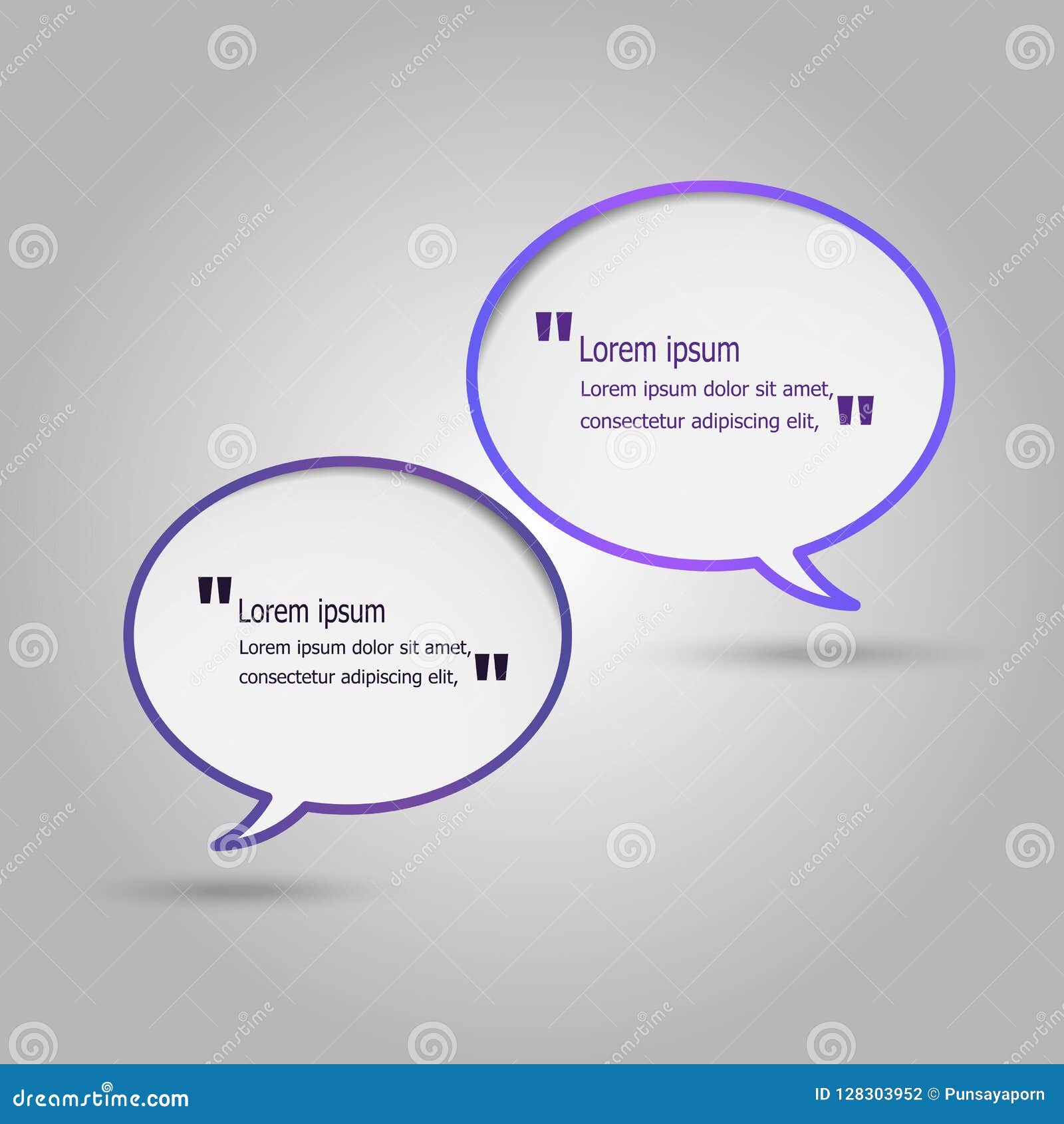 Violet Speech Bubbles on Gray Background Stock Vector - Illustration of ...