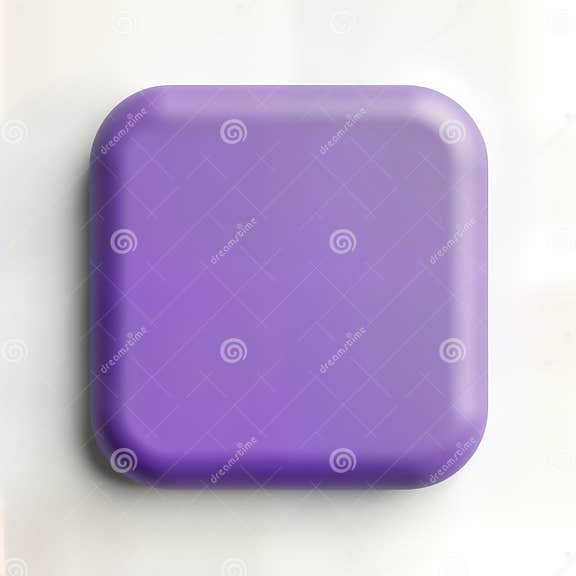 Violet Square Button with Rounded Corners. Modern App Icon. 3D ...