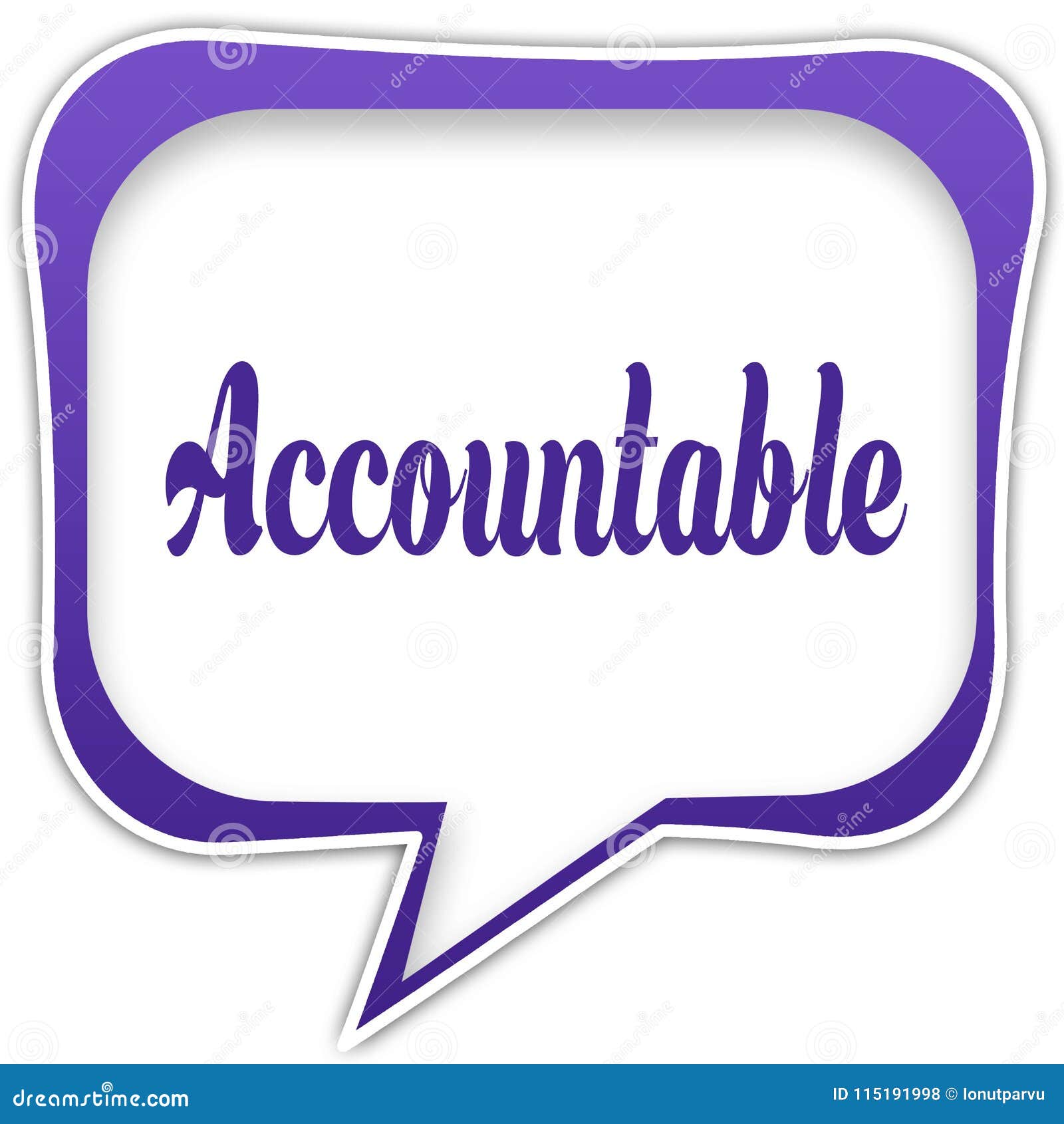 Violet Square Speech Bubble with ACCOUNTABLE Text Message Stock ...