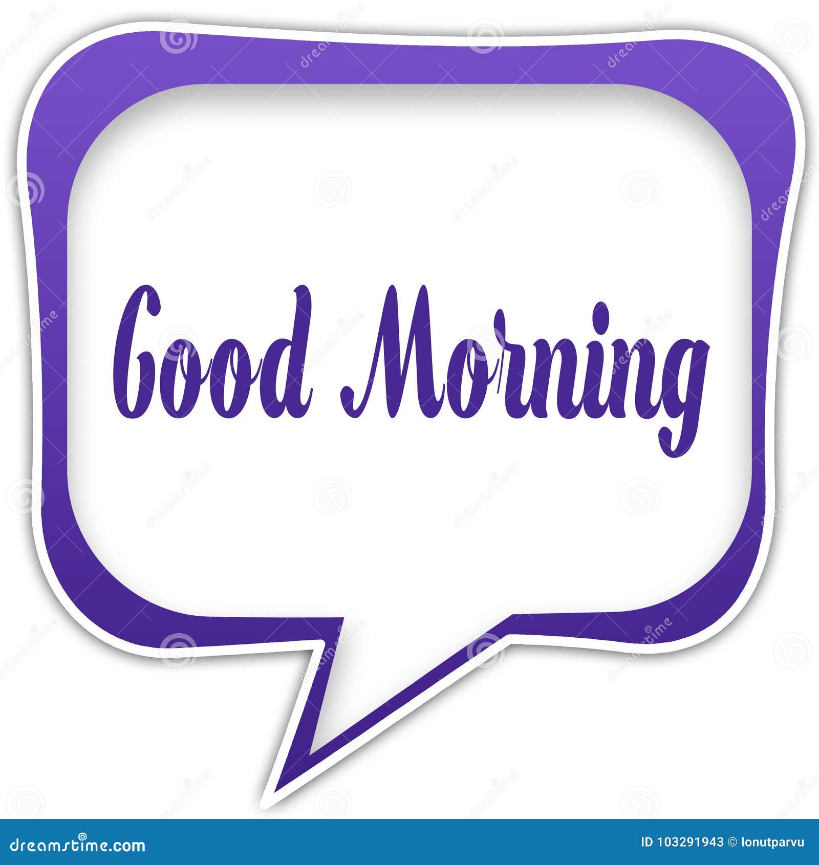 Violet Square Speech Bubble with GOOD MORNING Text Message Stock ...