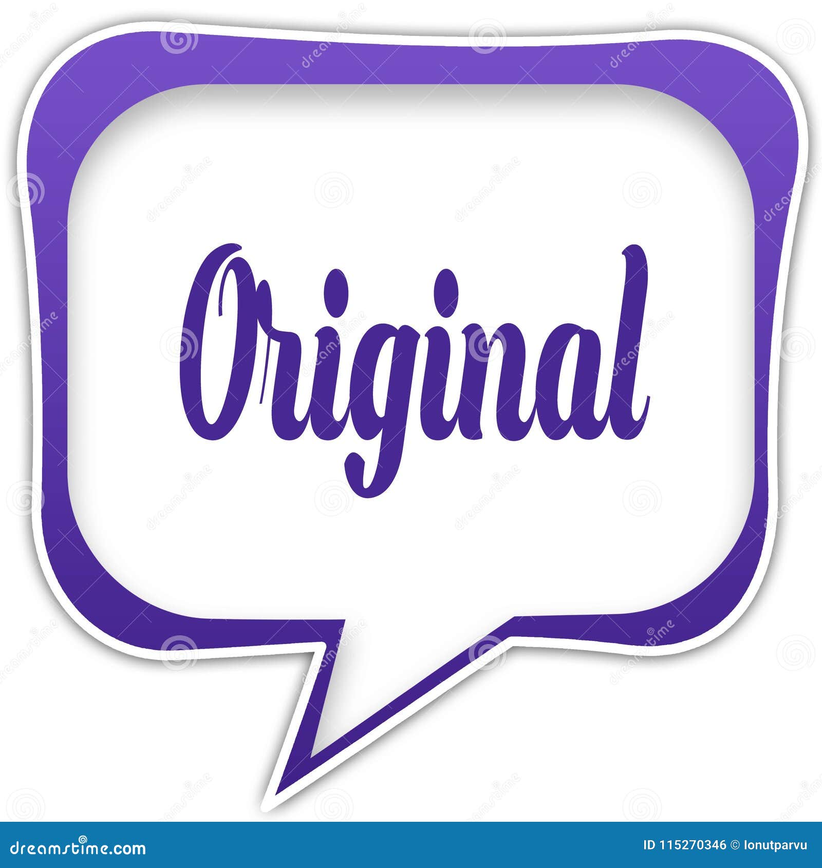 Violet Square Speech Bubble with ORIGINAL Text Message Stock ...
