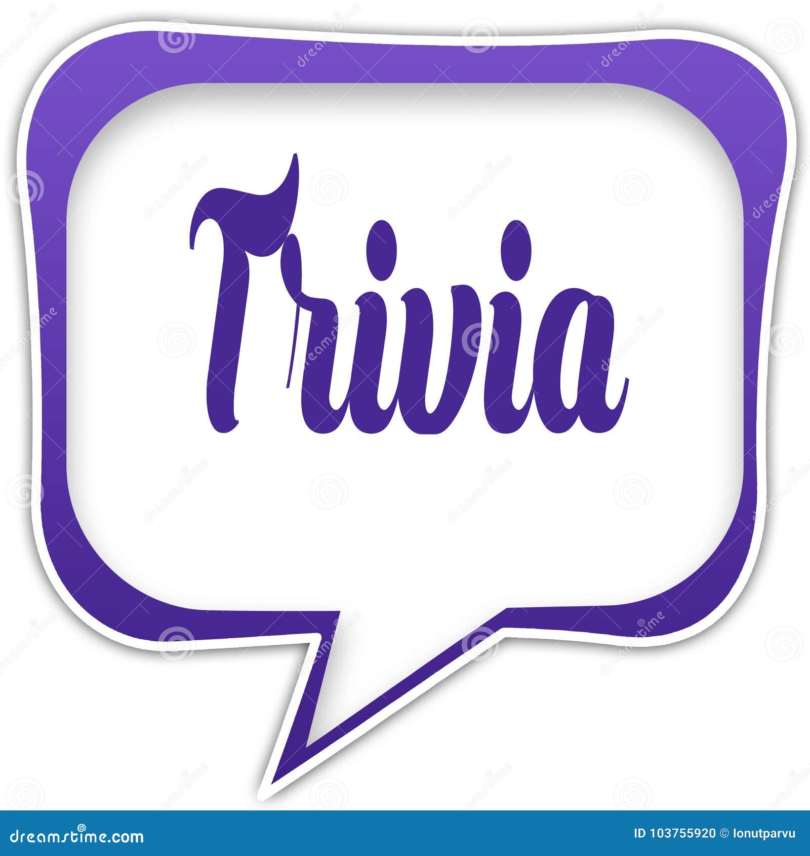 Violet Square Speech Bubble with TRIVIA Text Message Stock Illustration ...