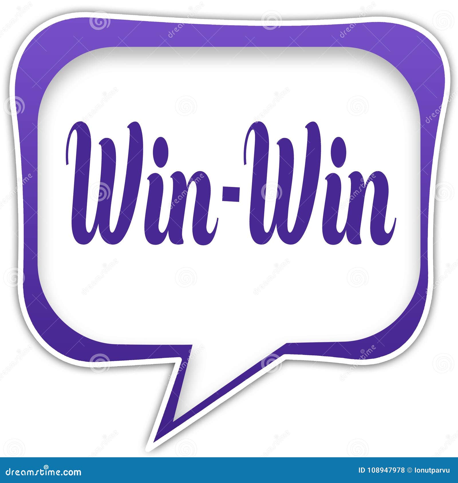 Violet Square Speech Bubble with WIN WIN Text Message Stock ...