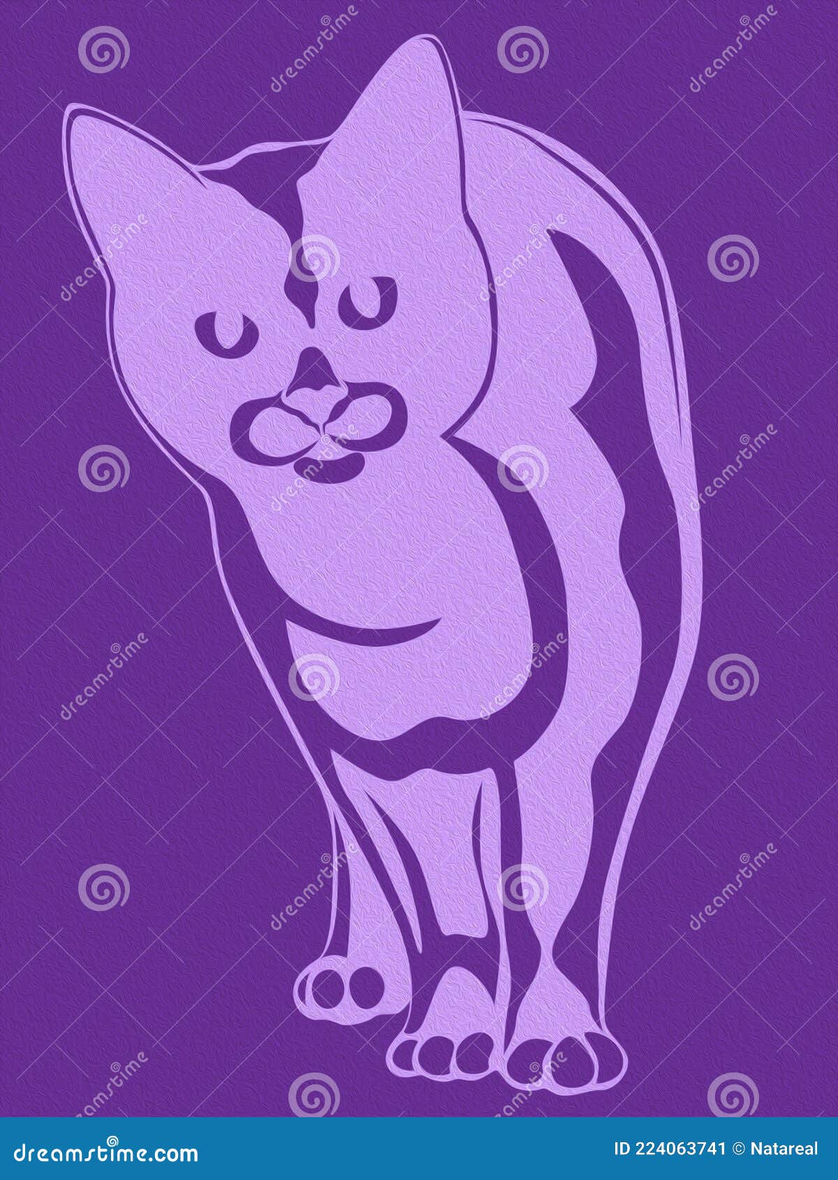 Violet Stencil of Abstract Cat Stock Illustration - Illustration of ...