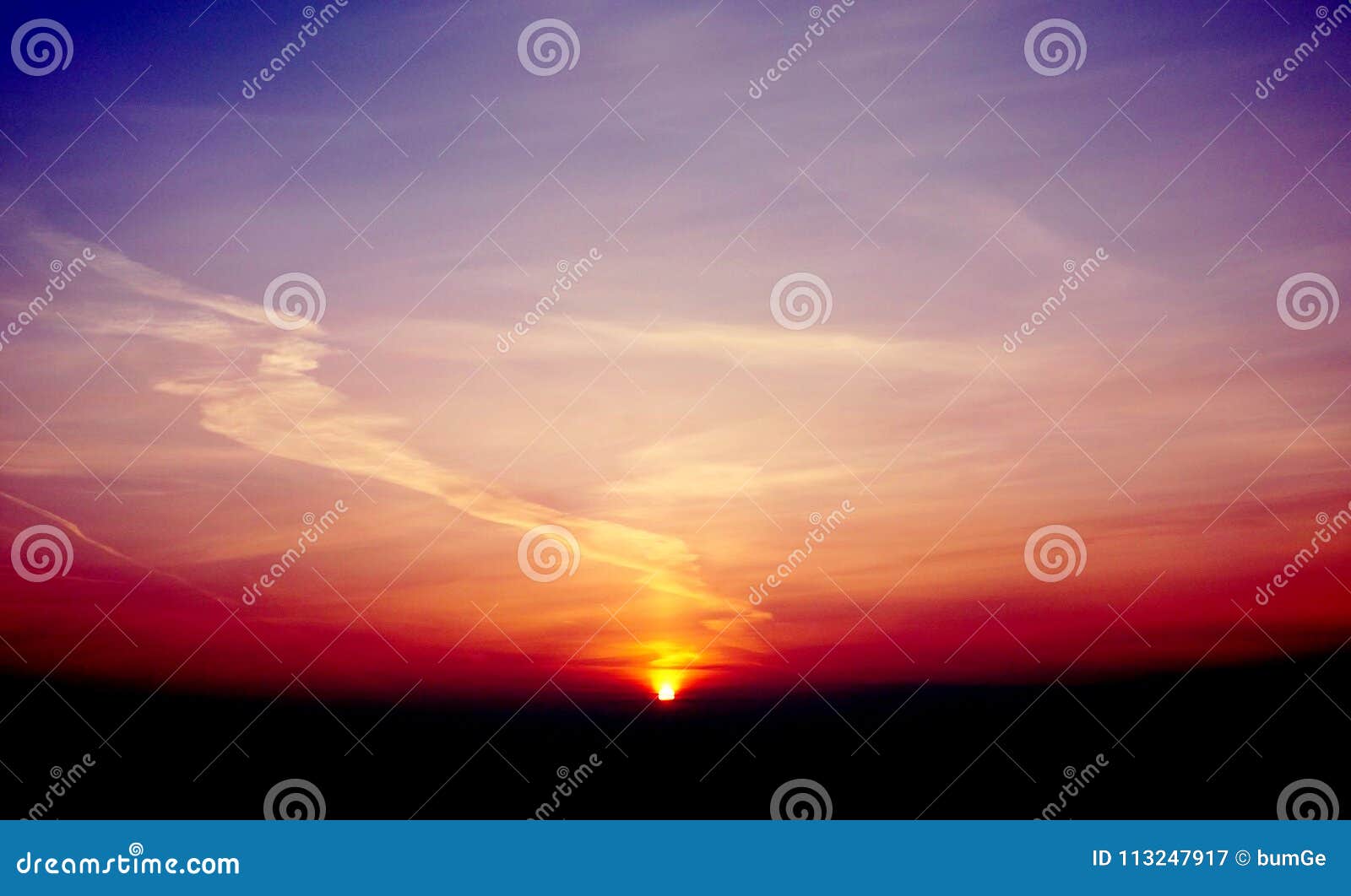 Extraordinar violet sunset stock image. Image of colors - 113247917