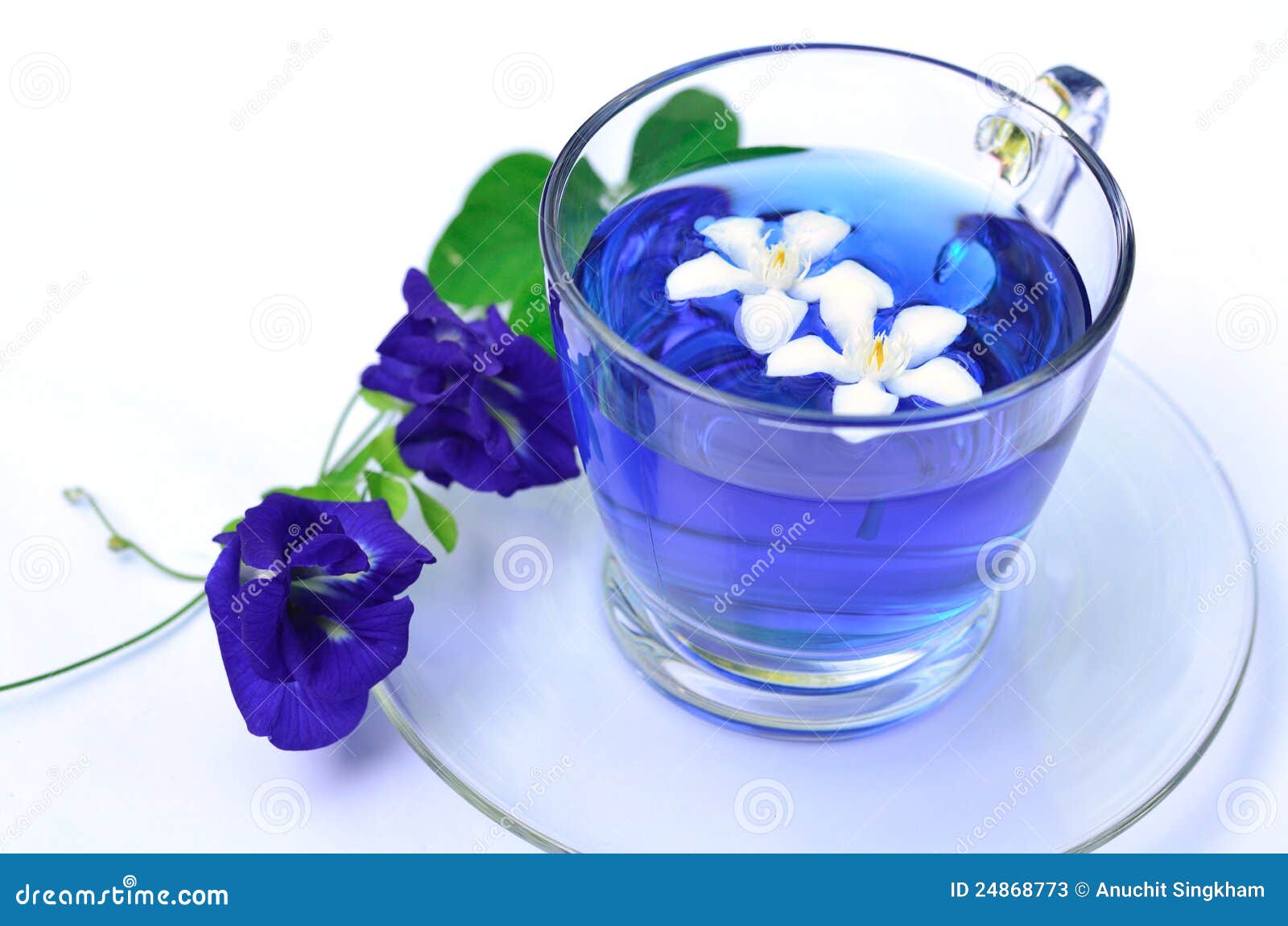 Violet Tea with Blue Flowers Stock Image - Image of plant, food: 24868773