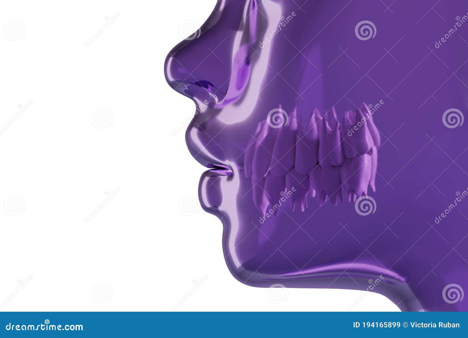 Violet Transparent Human Head with a Teeth Stock Illustration ...