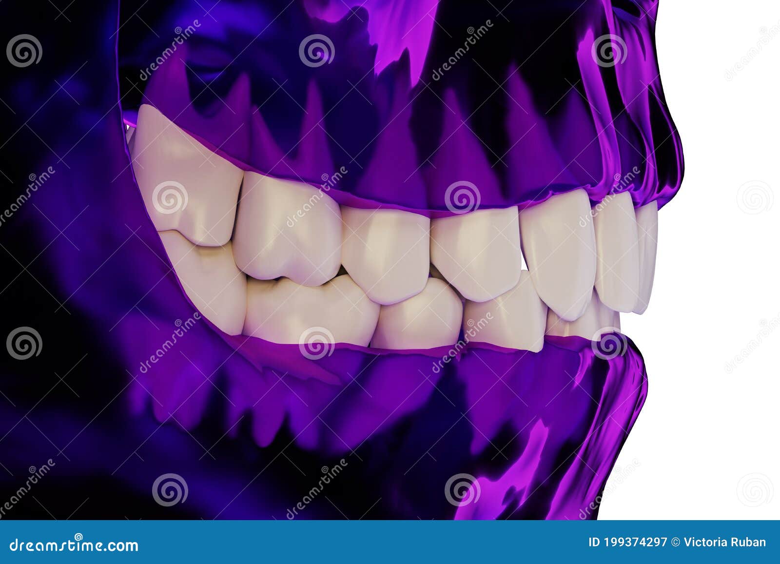 Violet Transparent Human Jaw with a Teeth Stock Illustration ...