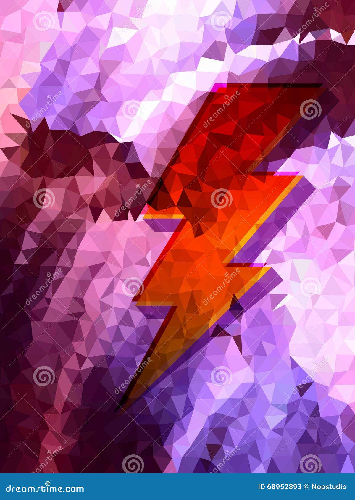 Violet Triangle Pattern and Red Thunder Stock Vector - Illustration of ...