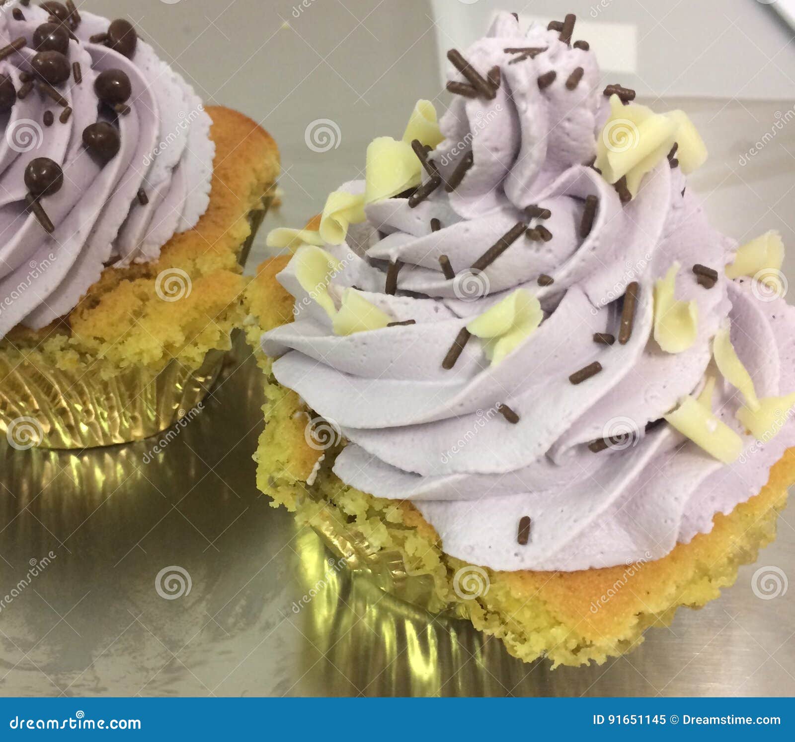 Violet Vanilla cupcakes stock image. Image of sugar, cupcakes - 91651145