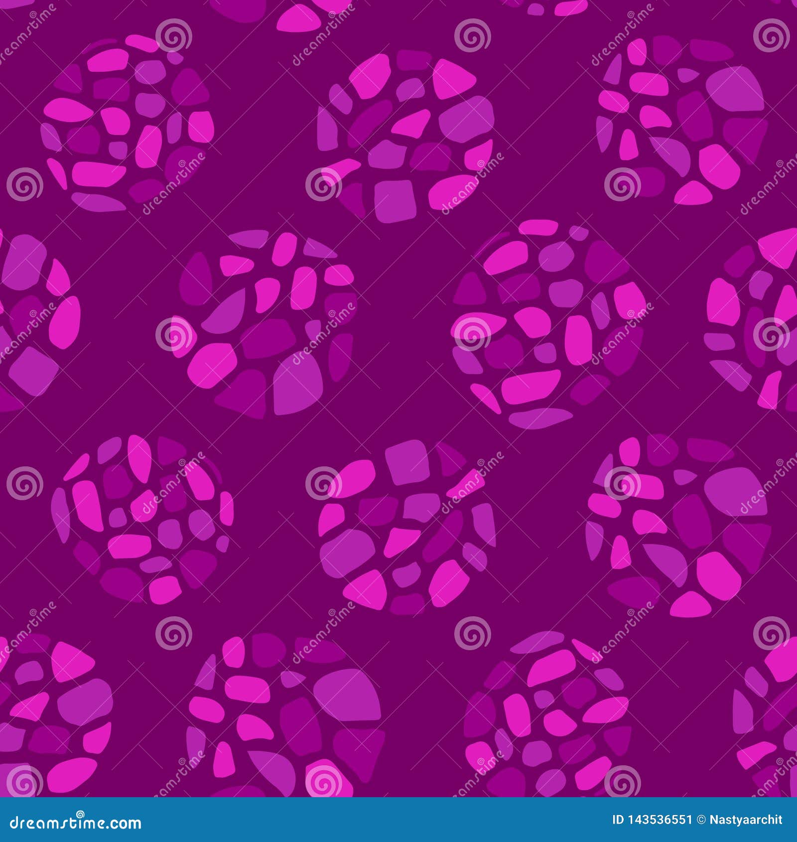 Violet Vector Abstract Seamless Pattern, Little Mosaical Circles, Hand ...