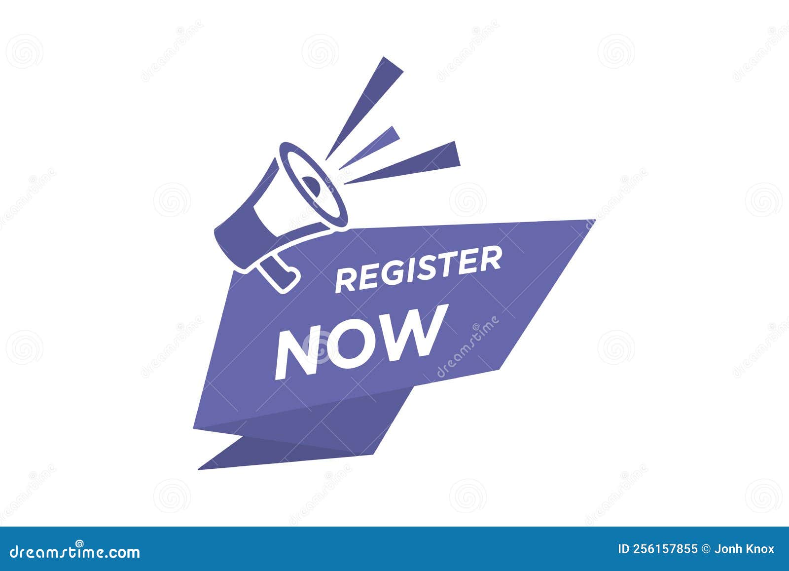 Violet Vector Banner Register Now with Megaphone Stock Vector ...